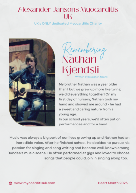 Remembering Nathan Kjendsli - AJ Myocarditis UK